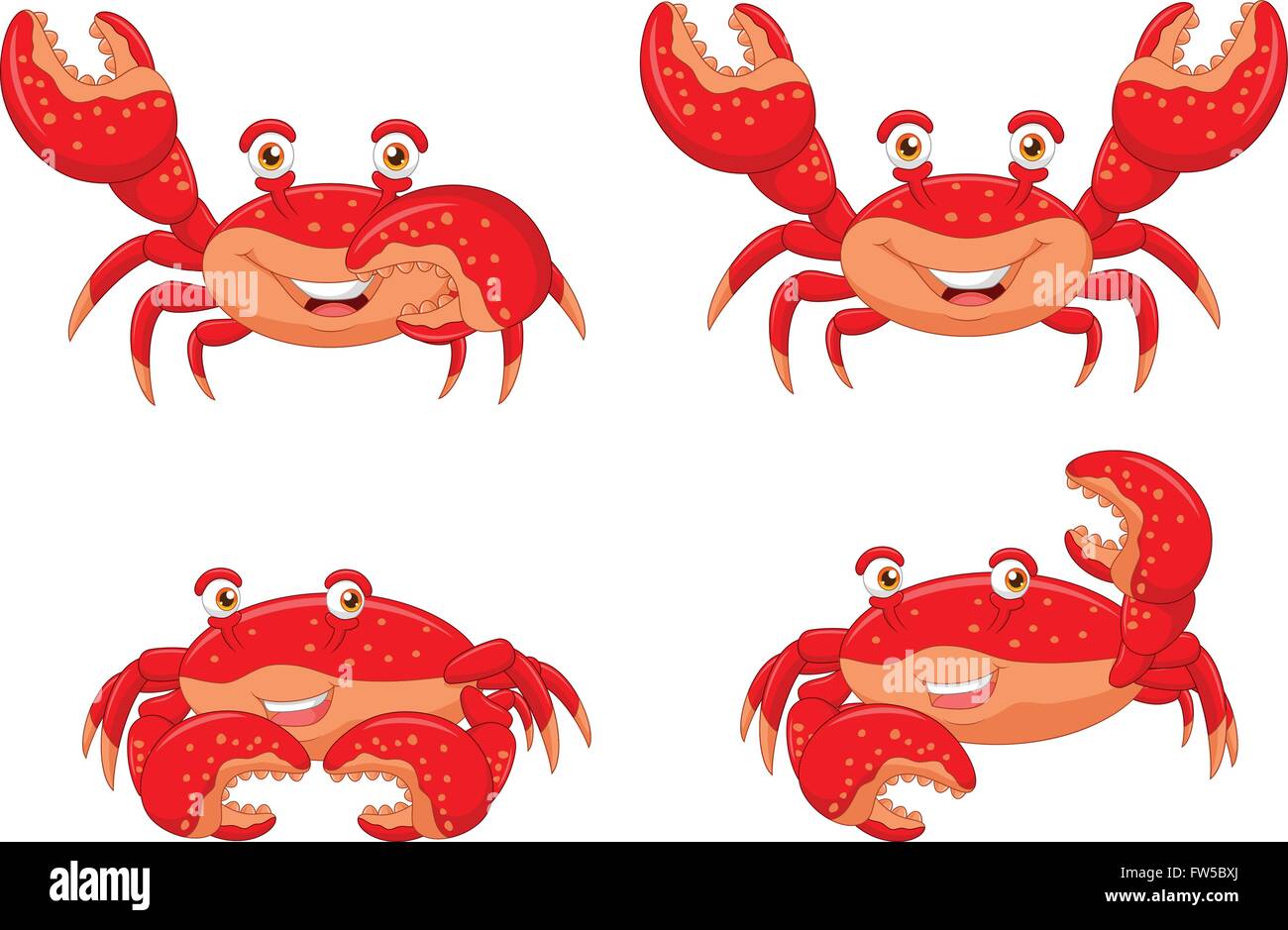 Cartoon crab collection set isolated on white background Stock Vector ...