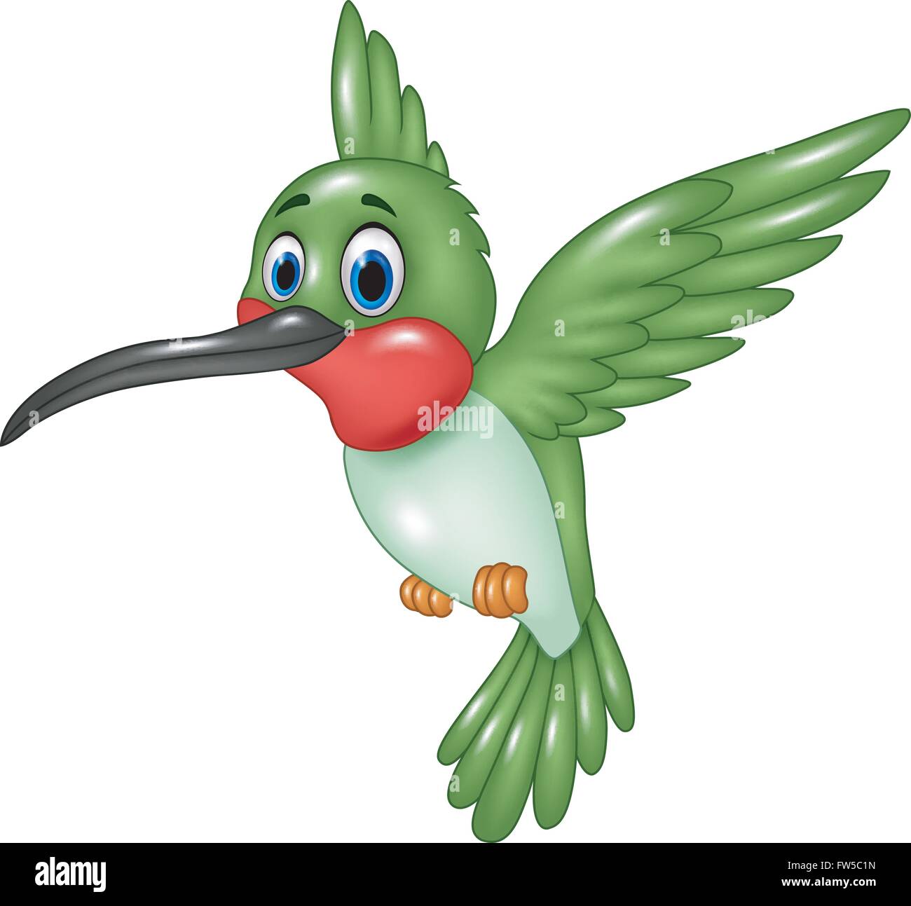 Cartoon funny hummingbird flying isolated on white background Stock ...