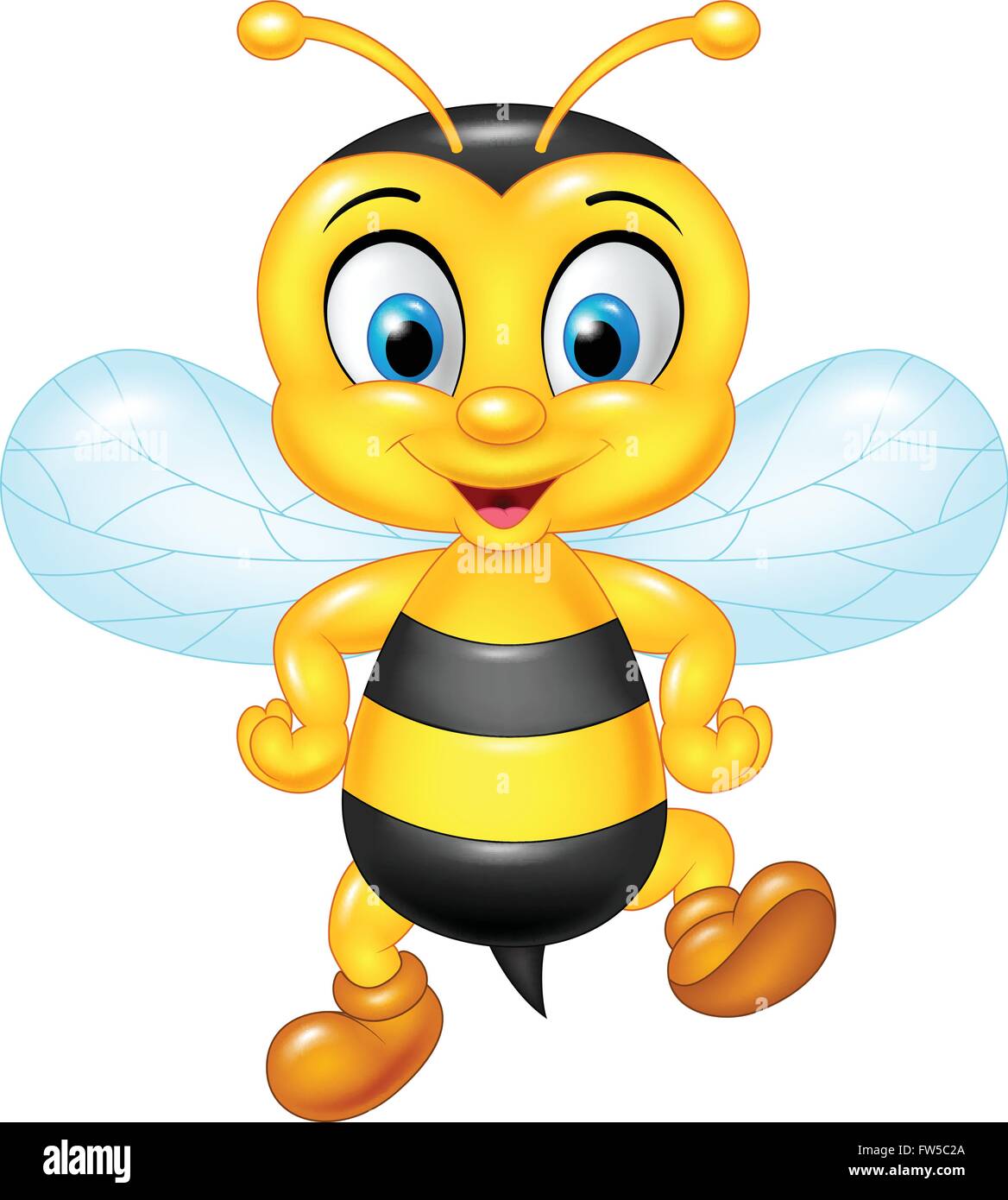 Cartoon funny bee posing isolated on white background Stock Vector ...
