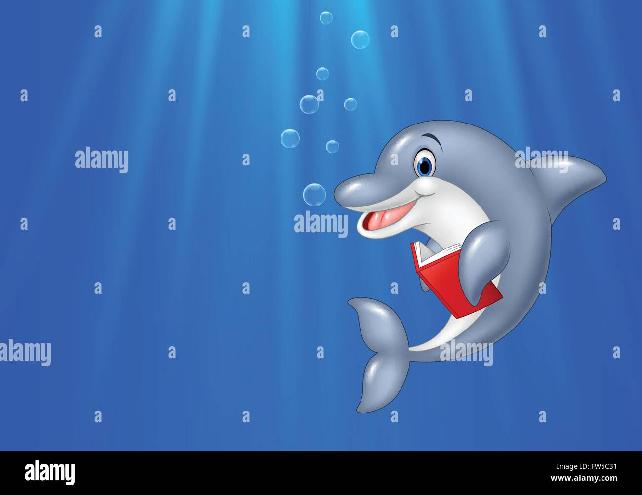 Cartoon Dolphin Reading Book Deep High Resolution Stock Photography and ...