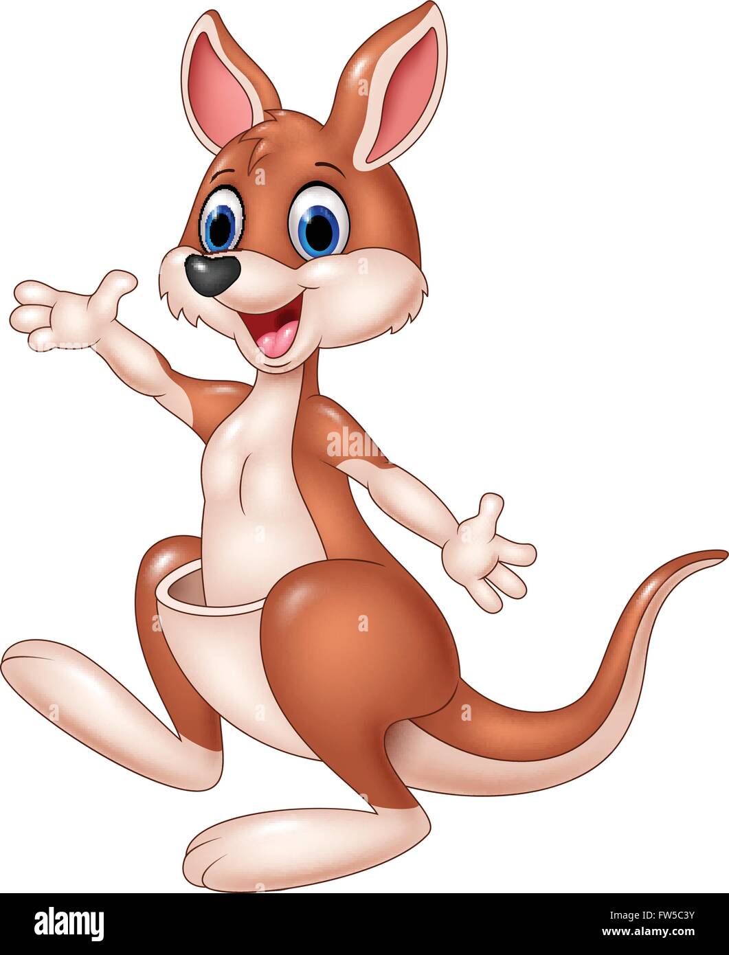 Cartoon cute kangaroo waving hand. Isolated on white background Stock ...