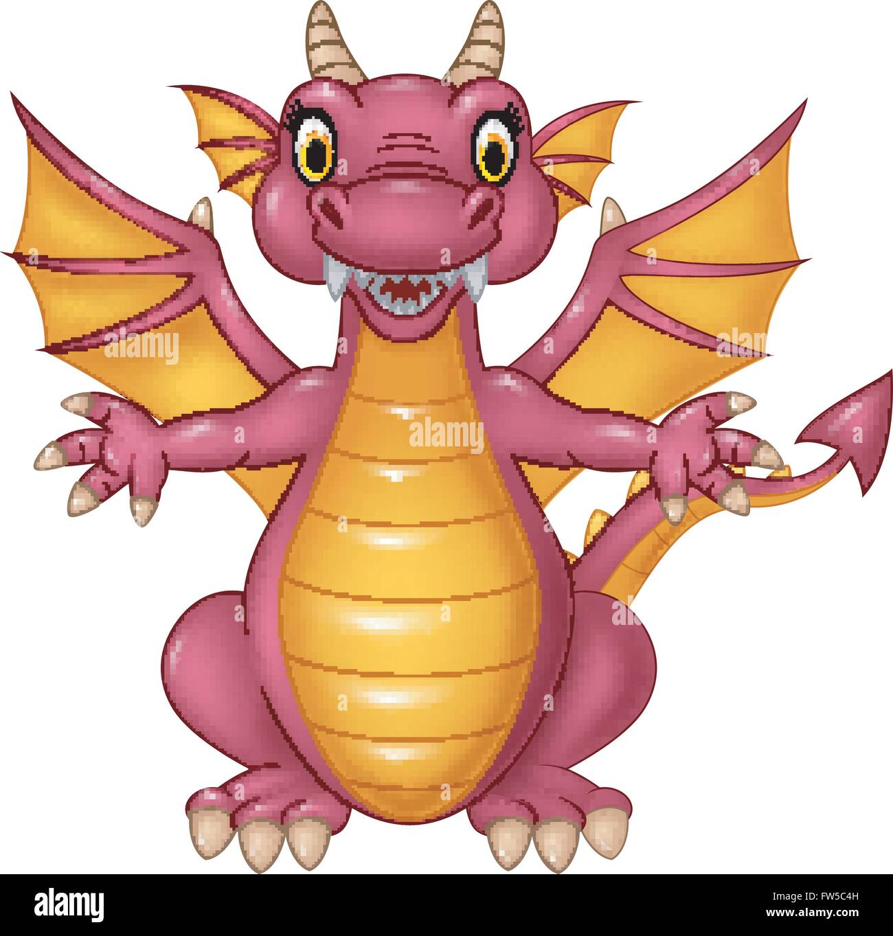 Cartoon funny dragon isolated on white background Stock Vector Image ...