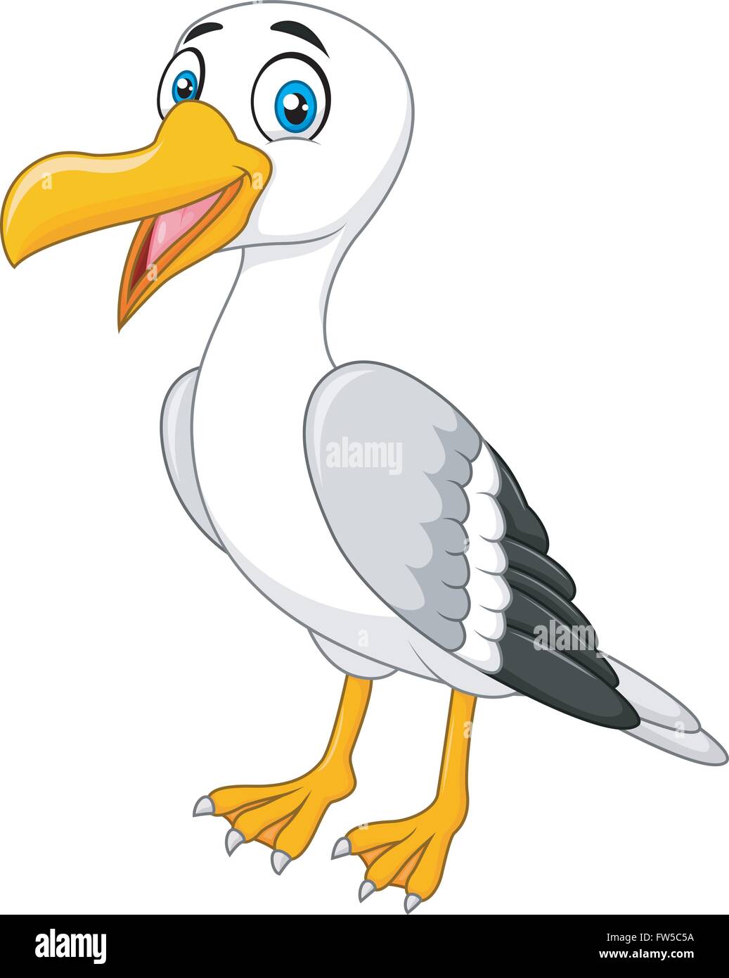 Cartoon seagull posing isolated on white background Stock Vector Image ...