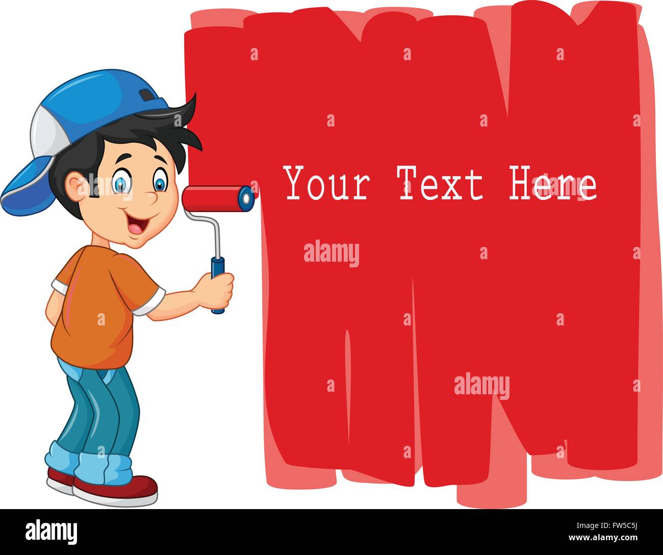 Cartoon little boy painting wall hi-res stock photography and images ...