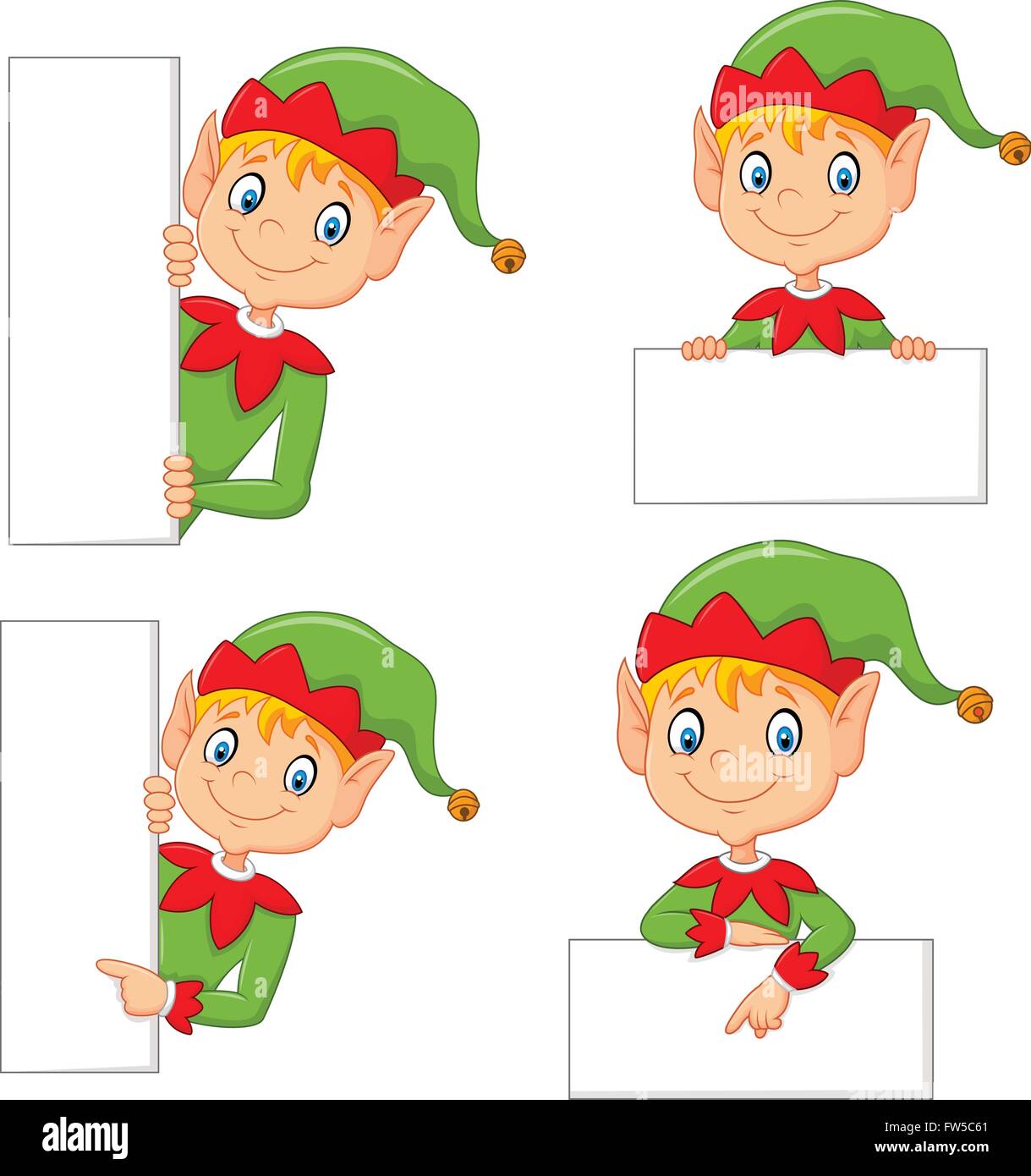 Cartoon cute elf with blank Stock Vector Image & Art - Alamy