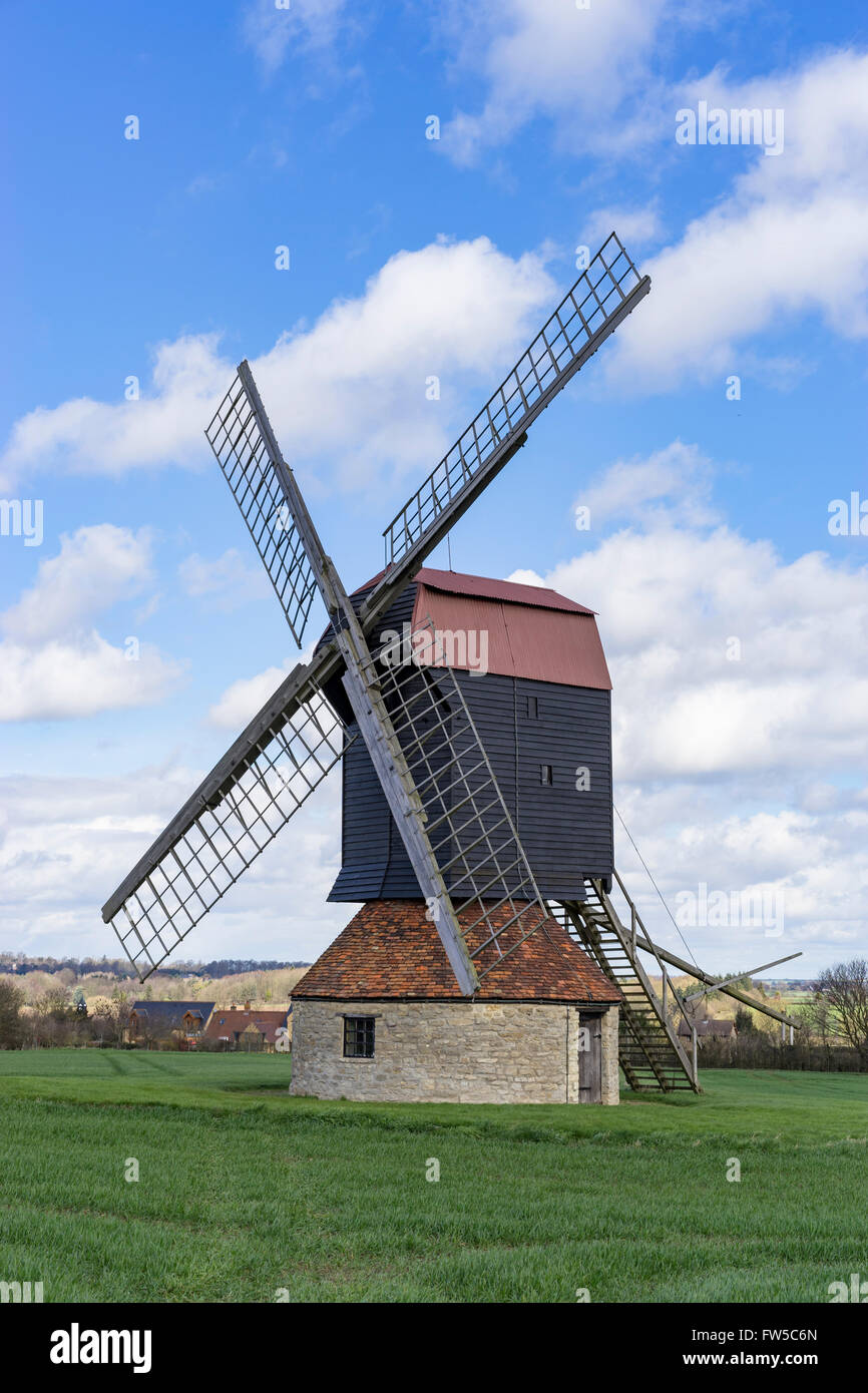18th century post windmill at Stevington, Bedfordshire, UK Stock Photo ...