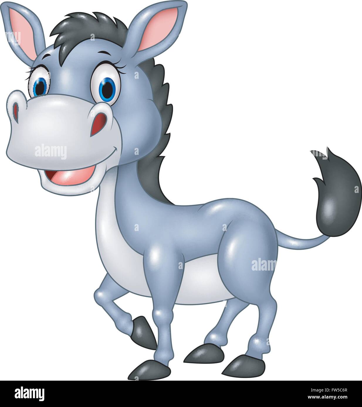 Cartoon funny donkey isolated on white background Stock Vector Image ...