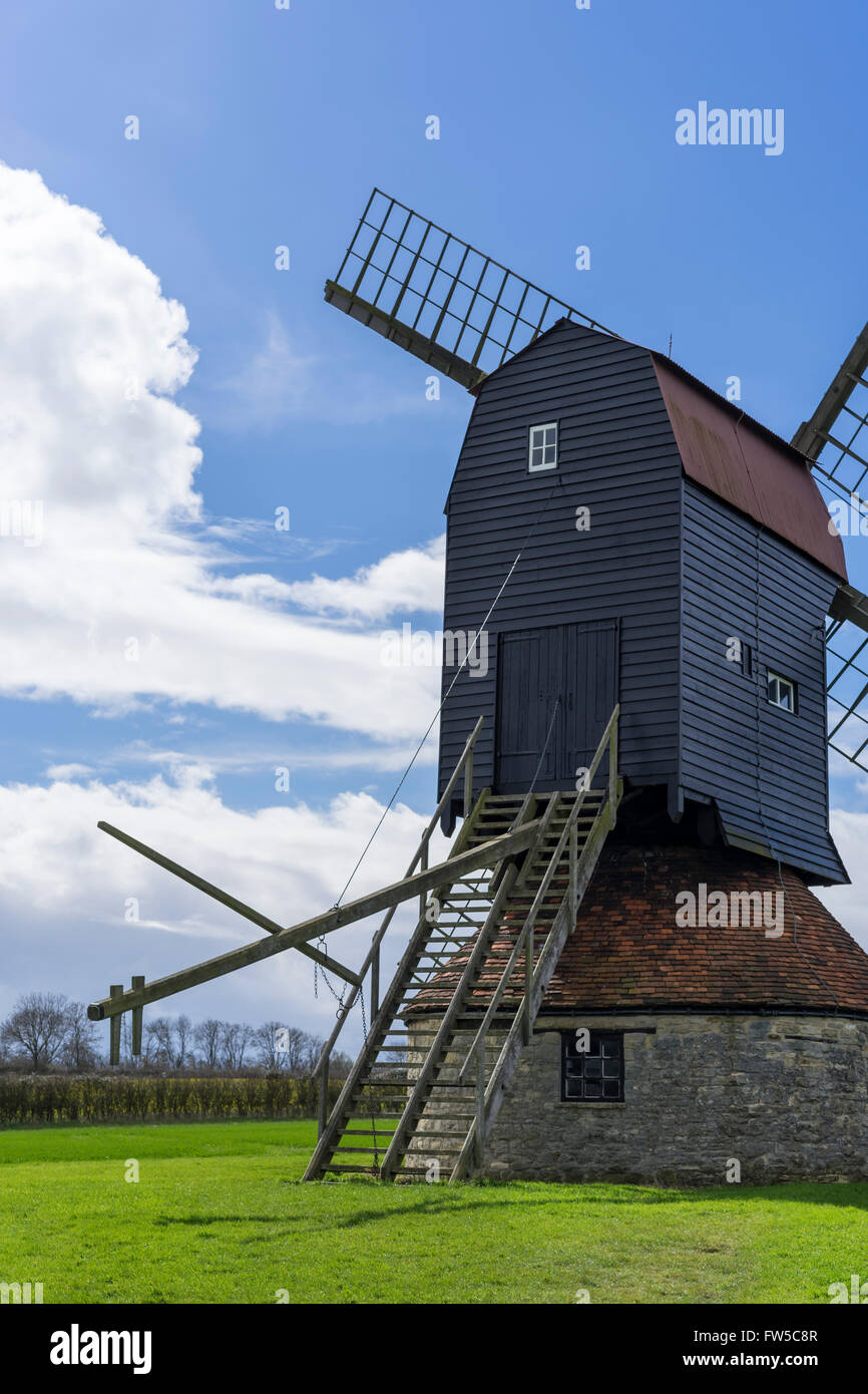18th century post windmill at Stevington, Bedfordshire, UK Stock Photo ...