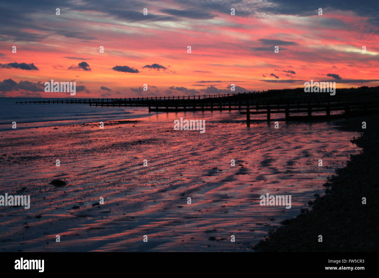 Winter Sunset at Climping Beach Stock Photo - Alamy