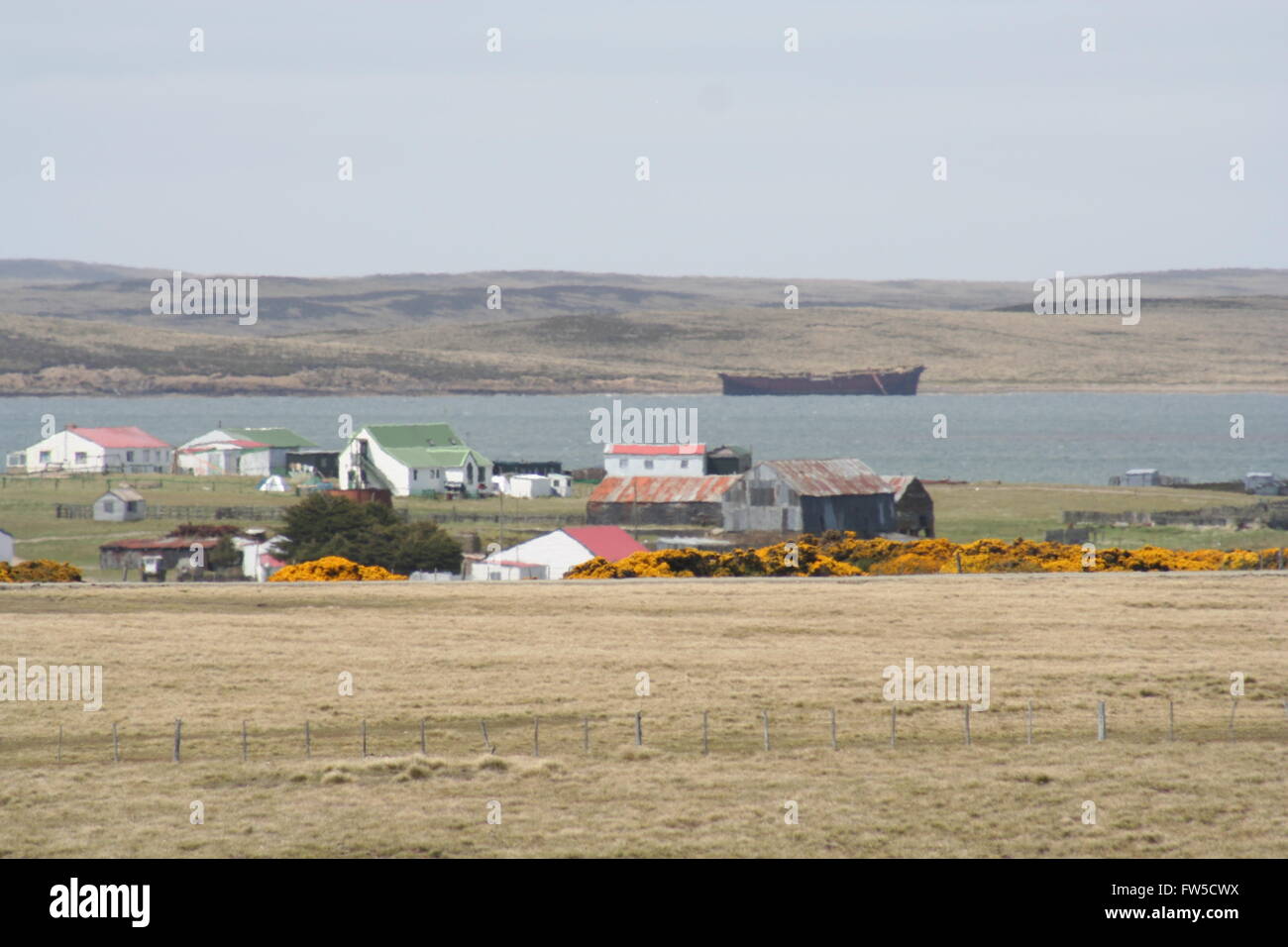Goose Green and the wreck of the barque Garland Stock Photo - Alamy