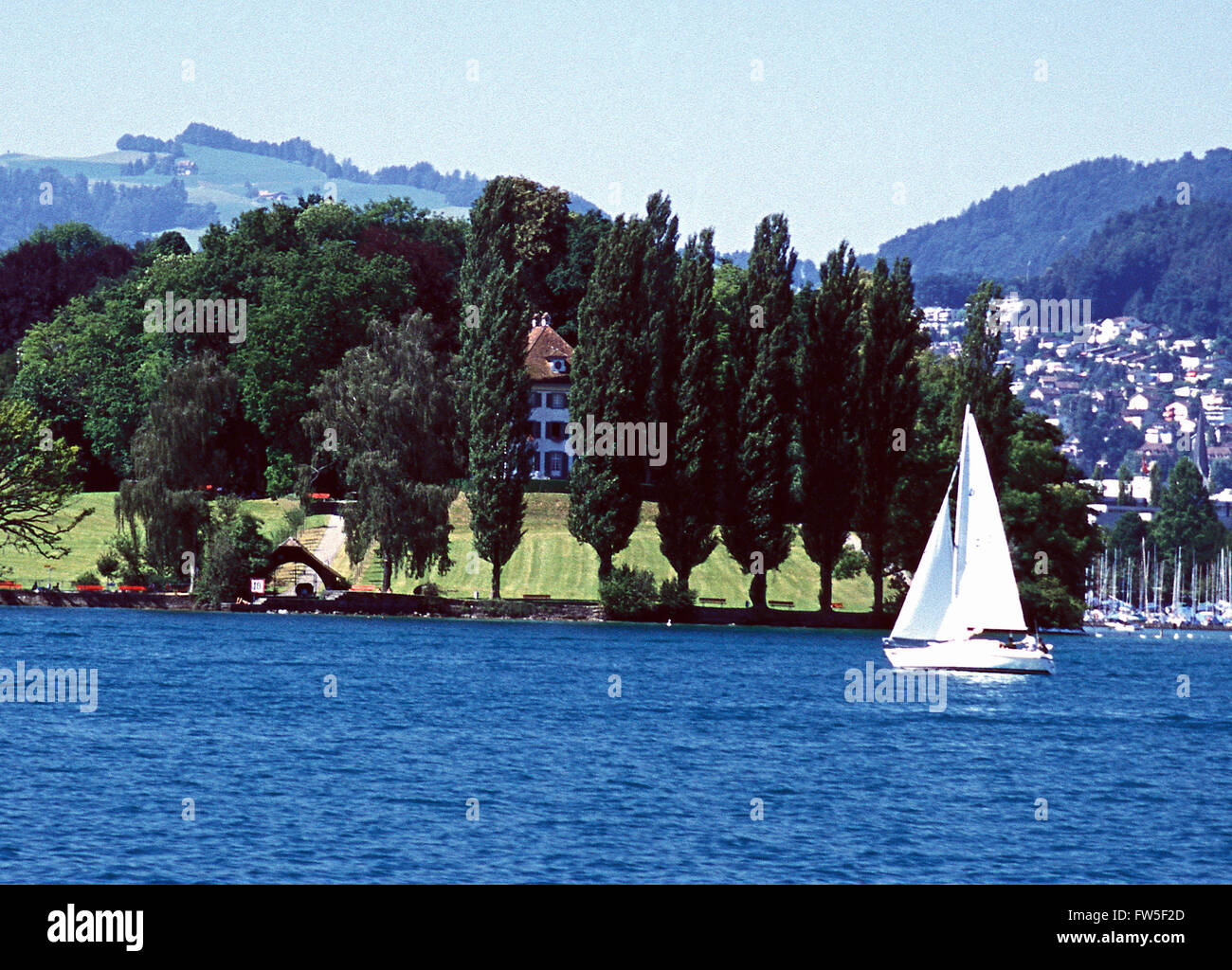 Wagner's house at Triebschen. View from lake Lucerne. German composer ...