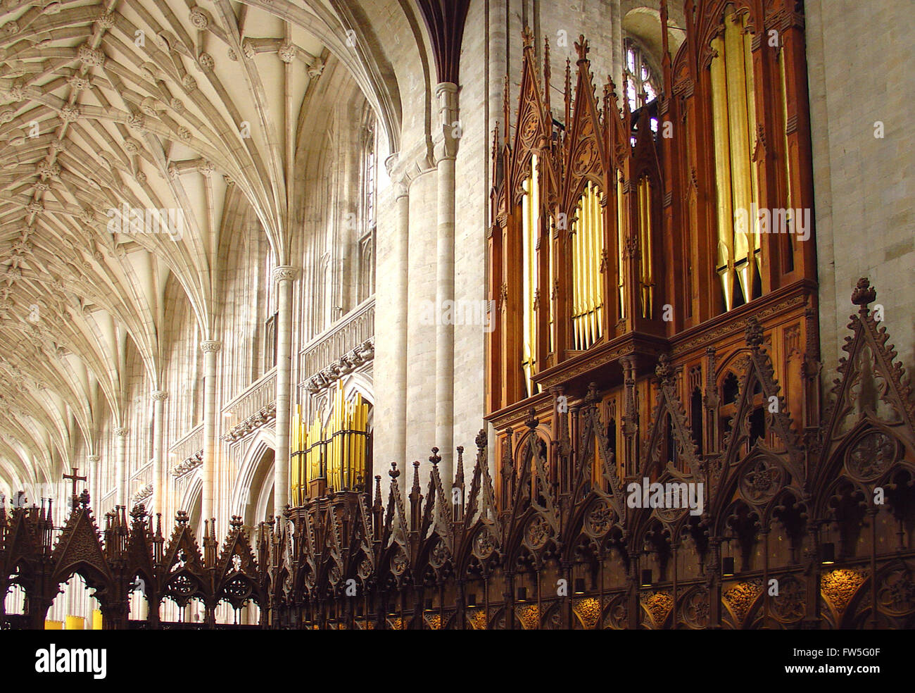 Winchester Cathedral - photograph of the quire / choir stalls and nave ...