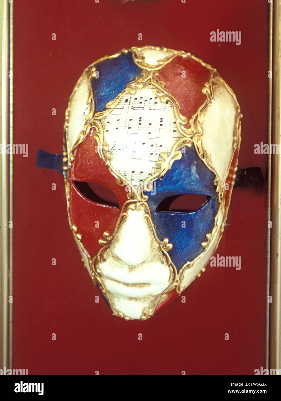 Carnival mask - with musical notation on display in Venice, Italy Stock ...