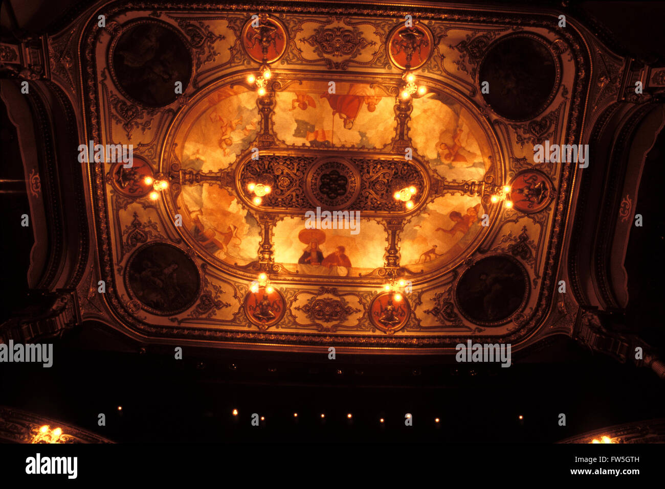 Belfast Opera House. Painted Ceiling Stock Photo - Alamy