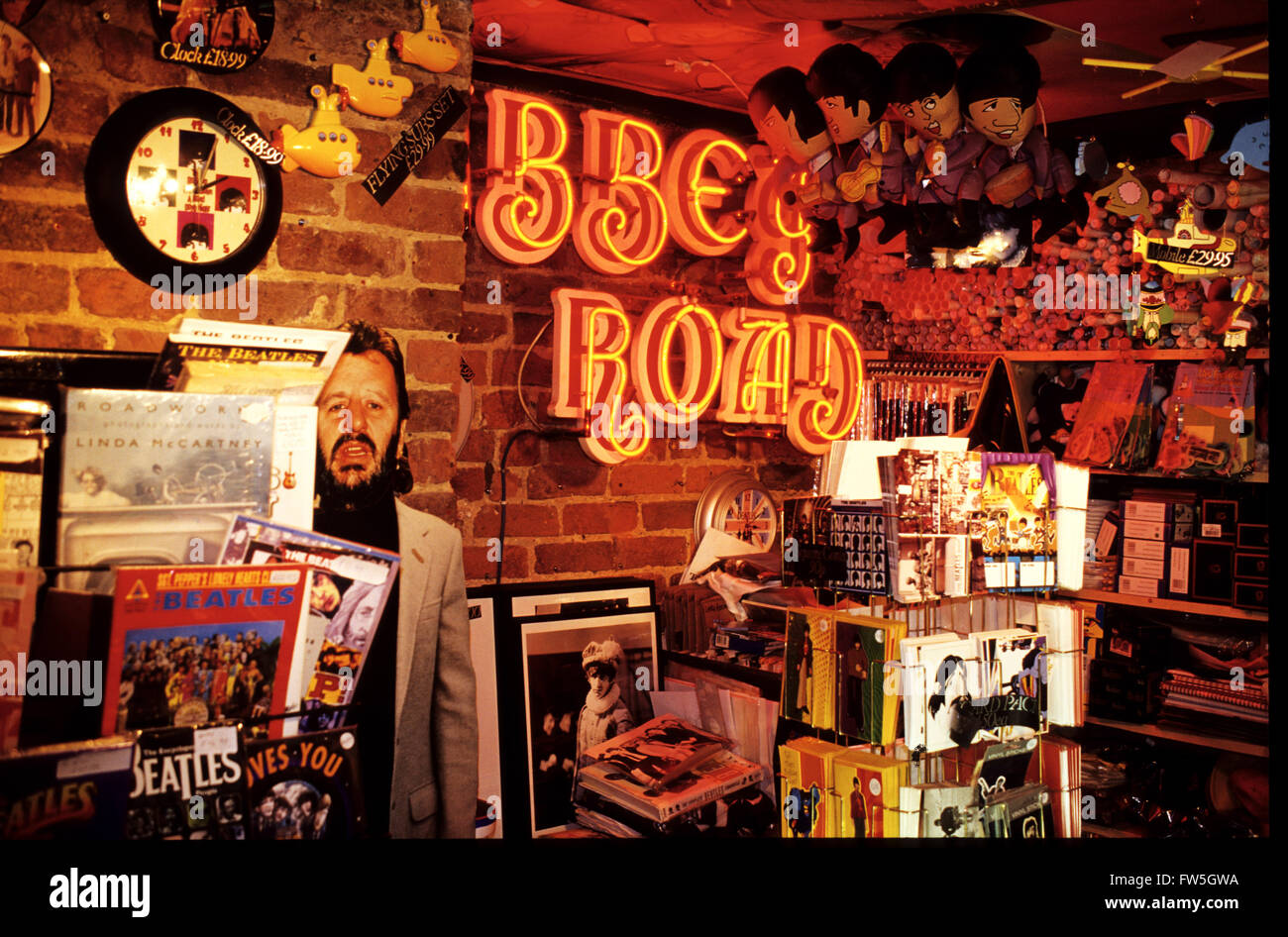 The Beatles Shop. Interior, with Neon ‘Abbey Rd.’ Sign Stock Photo - Alamy