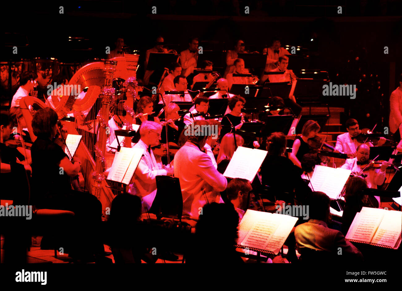 London Concert Orchestra, Birmingham Symphony Hall, in red flood ...