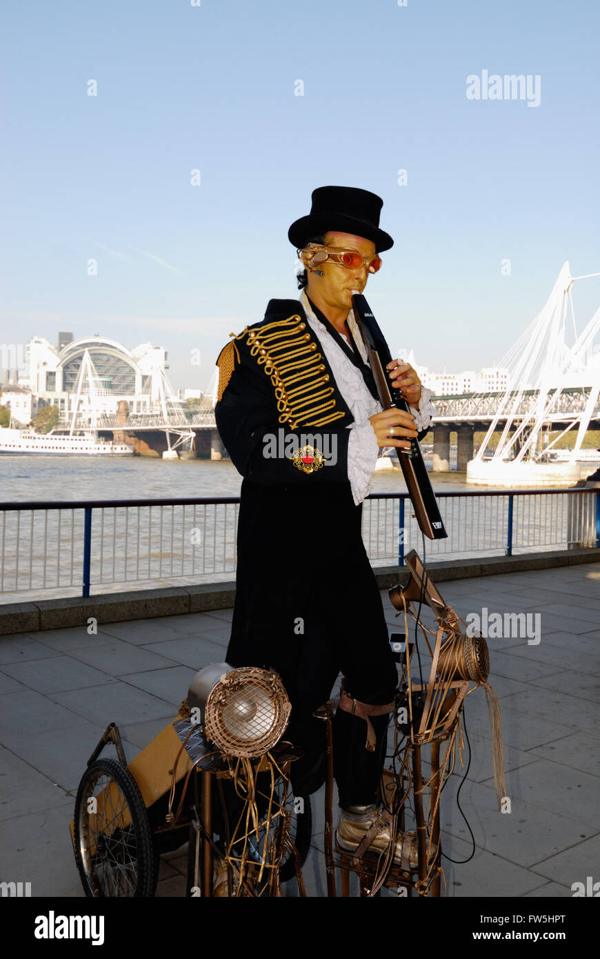 Whistler Dan, busker playing Akai MIDI wind instrument, on London's ...