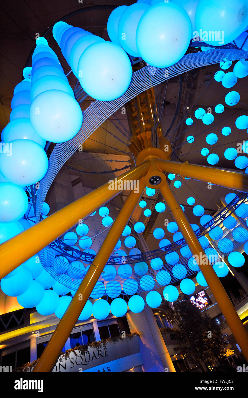 hanging lamp display, in the foyer of the concert auditorium of the O2 ...