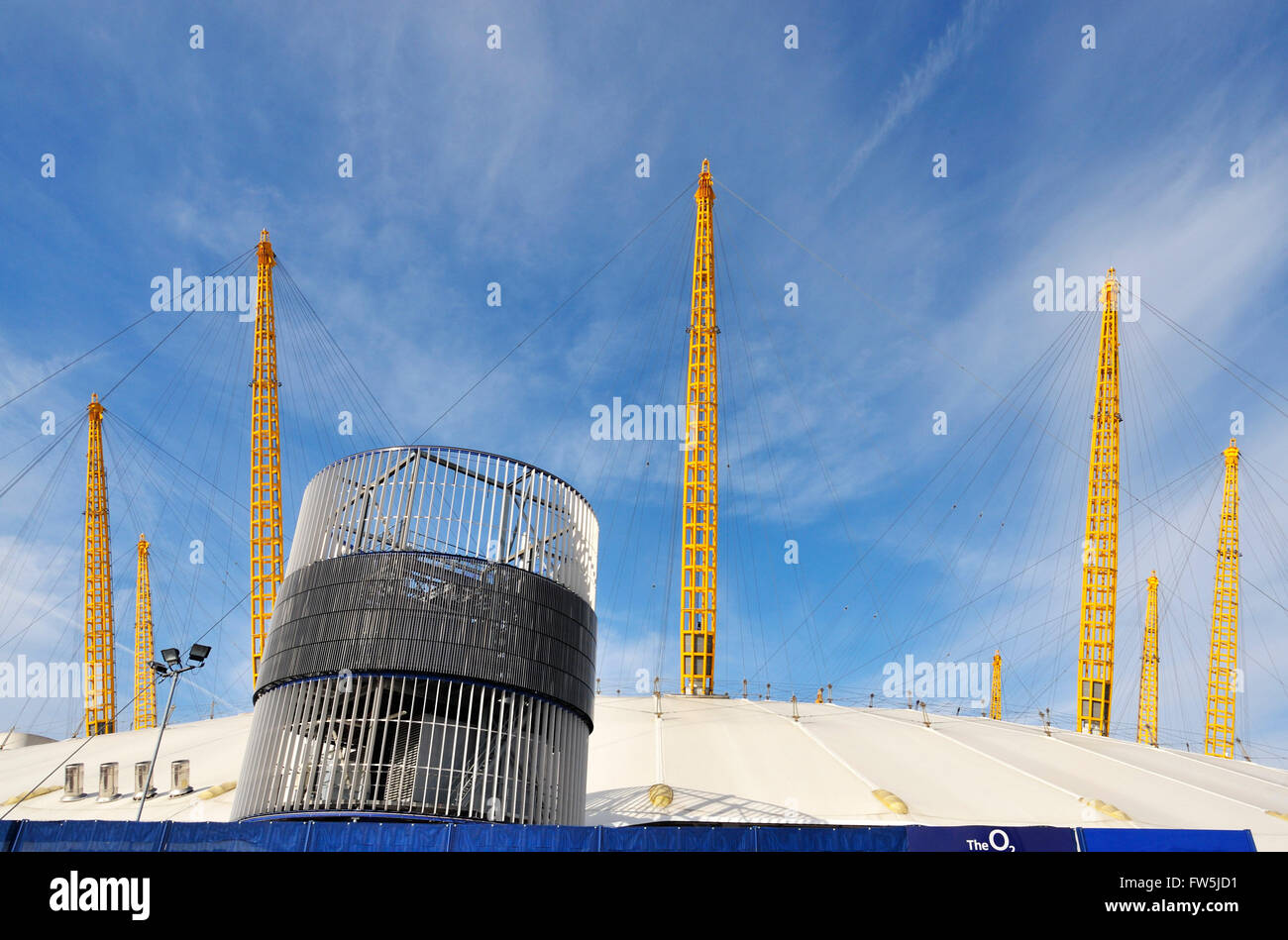 exterior constructional 'spires' of the O2 Arena, Millennium Dome ...