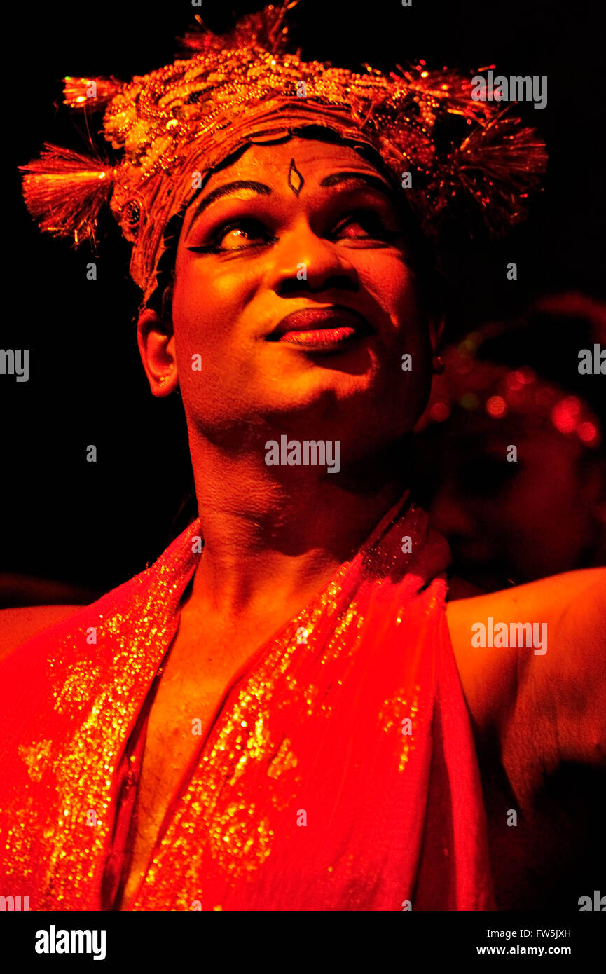 Indian (male?) dancer on dance floor in hotel, Mauritius, Indian Ocean ...