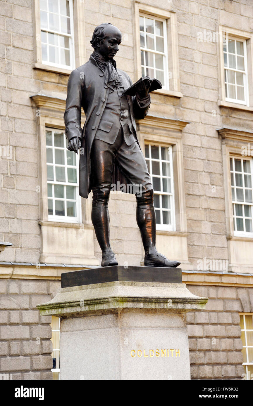 statue of the playwright Oliver Goldsmith (1864 by John Foley). Outside ...