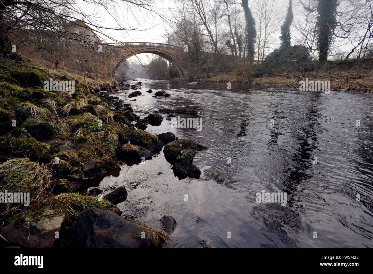 The River Tees at Greta Bridge, where English novelist Charles Dickens ...