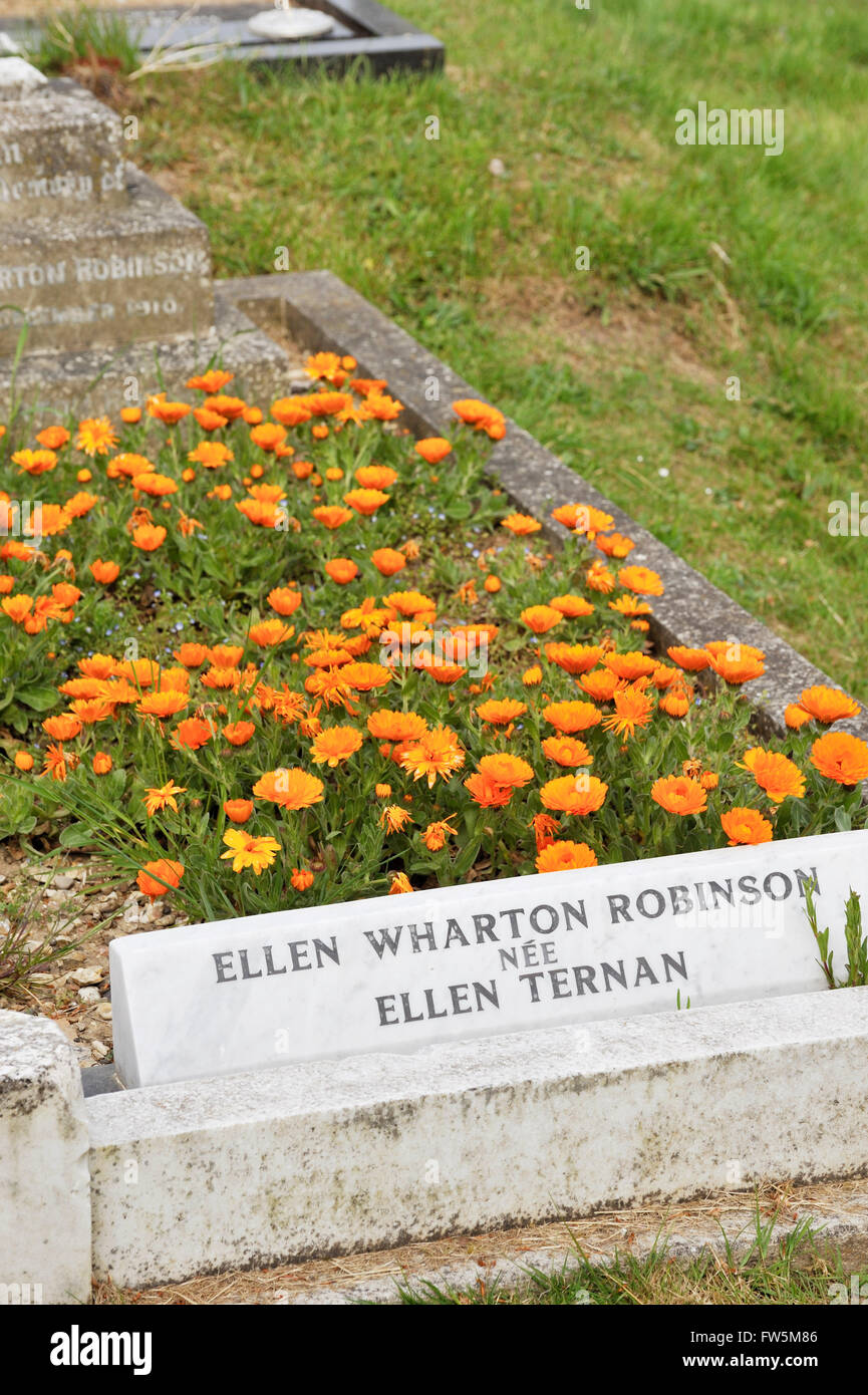 the grave in Highland Rd. Cemetery, Southsea, Portsmouth, of Ellen (Nelly) Ternan, the love of ...