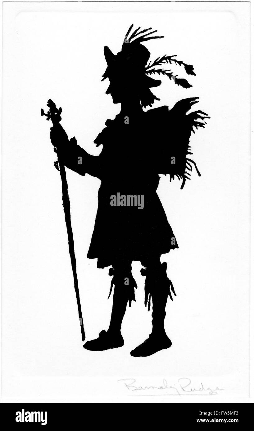 Victorian silhouette of Barnaby Rudge, a character in the novel of the ...