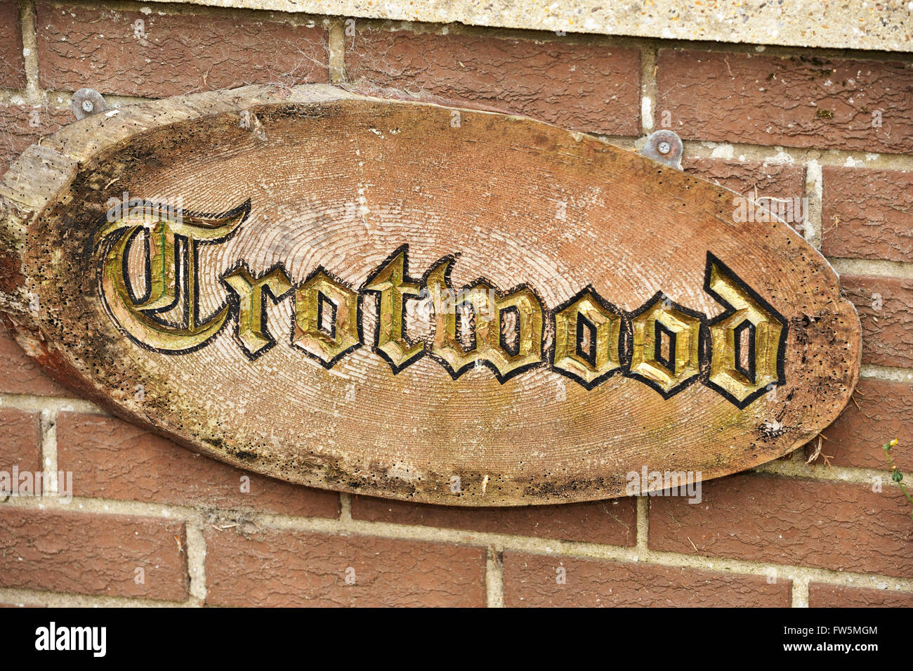 House sign 'Trotwood' in Blundeston near Lowestoft, Suffolk. Described ...