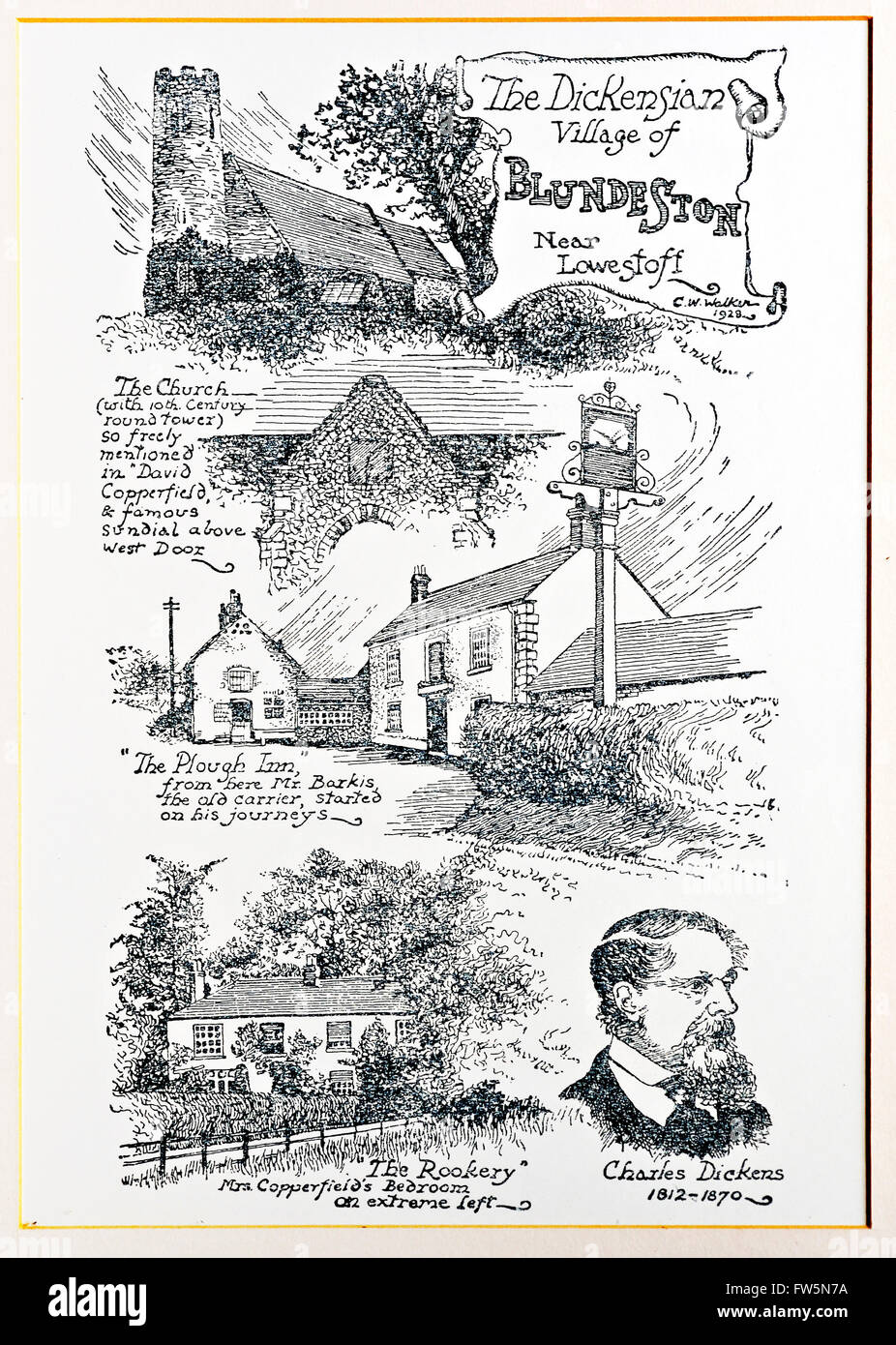 Dickensian Village of Blundeston. Poster showing illustrations of ...