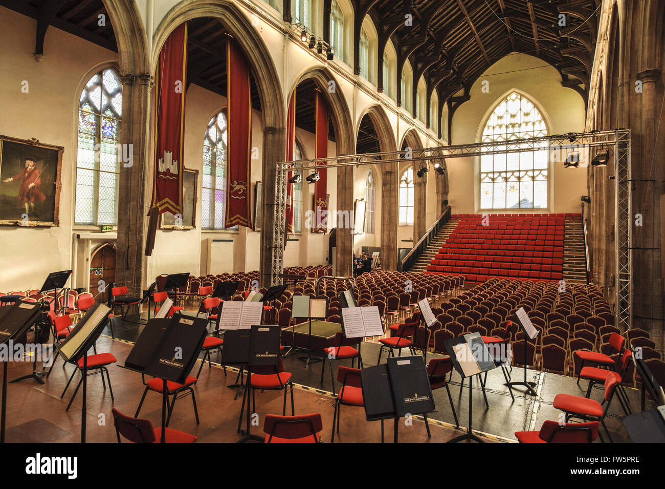 St. Andrew's Hall, Norwich concert hall, view from platform Stock Photo ...