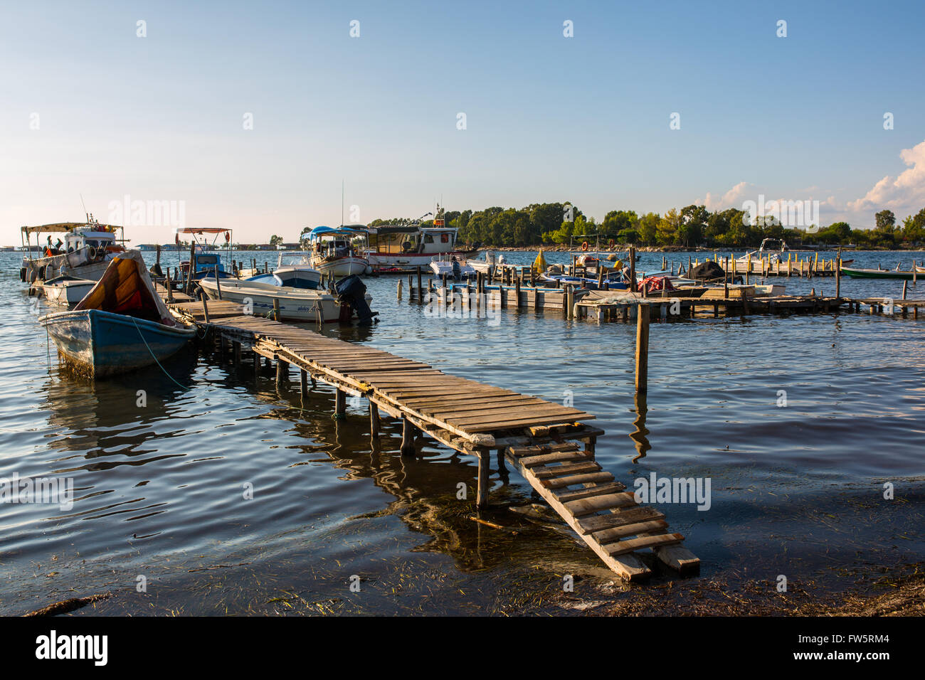 Sunset over fisherman village in Messolonghi, Greece Stock Photo - Alamy