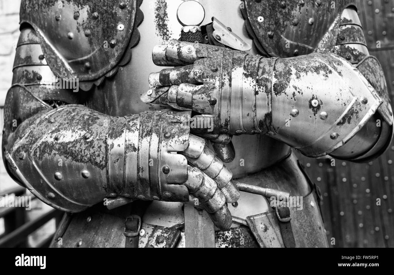 Detail of an old rusty medieval armor Stock Photo - Alamy