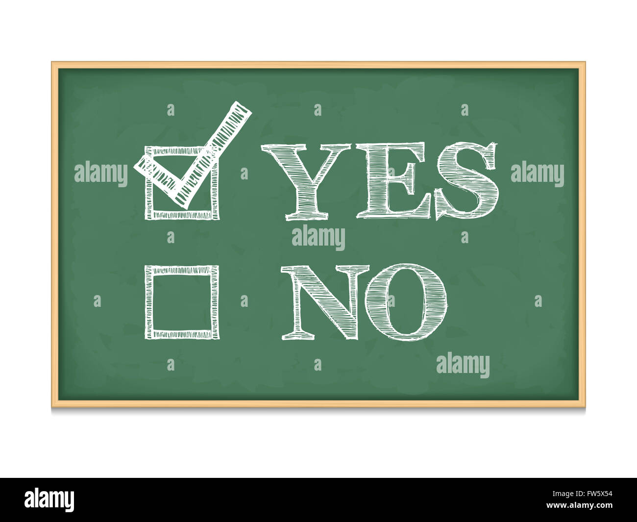 Yes and no with checkboxes on blackboard Stock Photo - Alamy