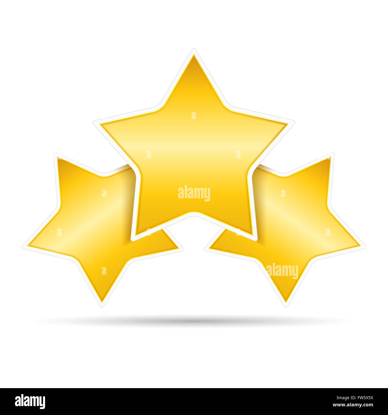 Three golden stars on white background Stock Photo - Alamy
