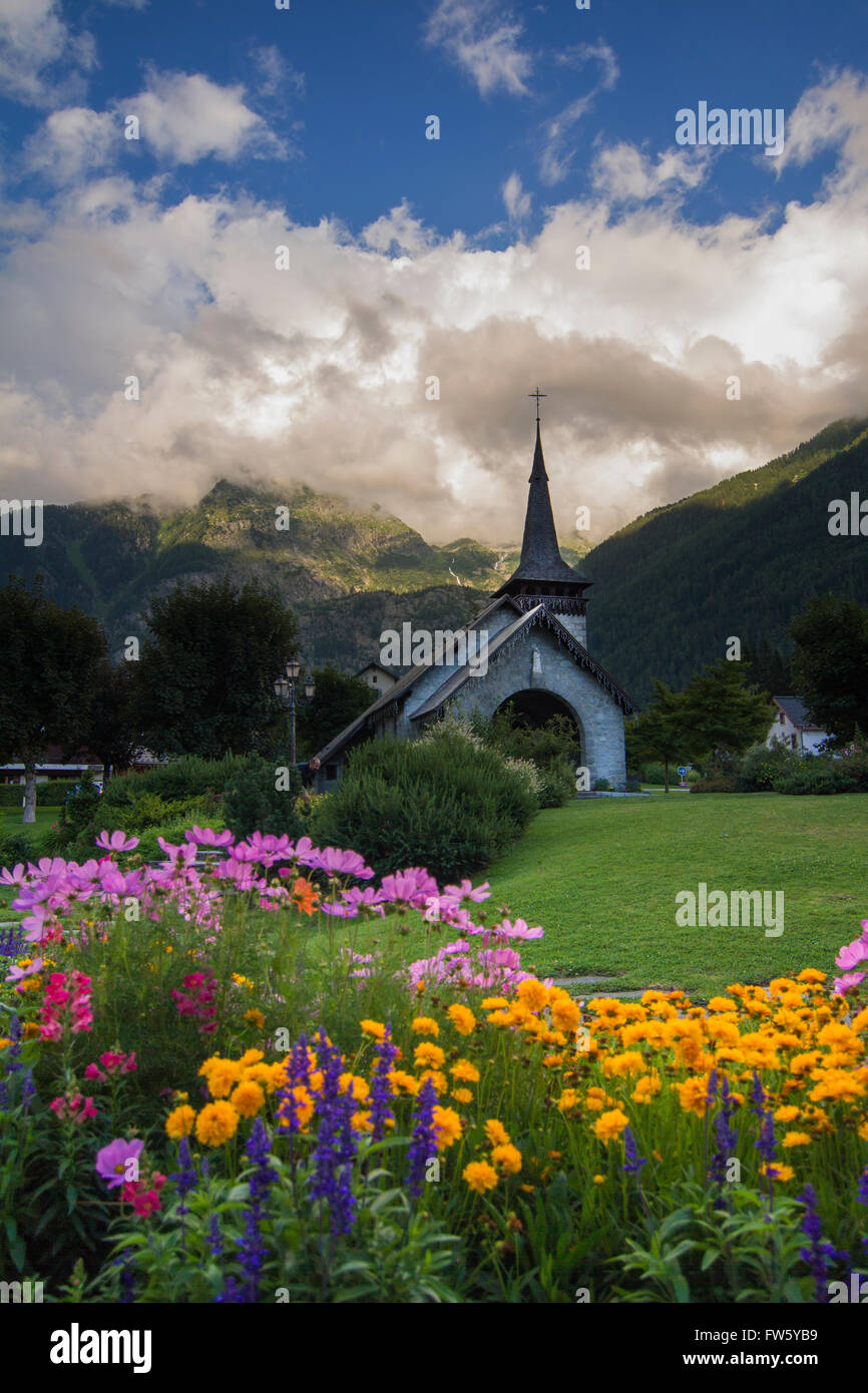 Chamonix France with spectacular alps and clouds in the background ...