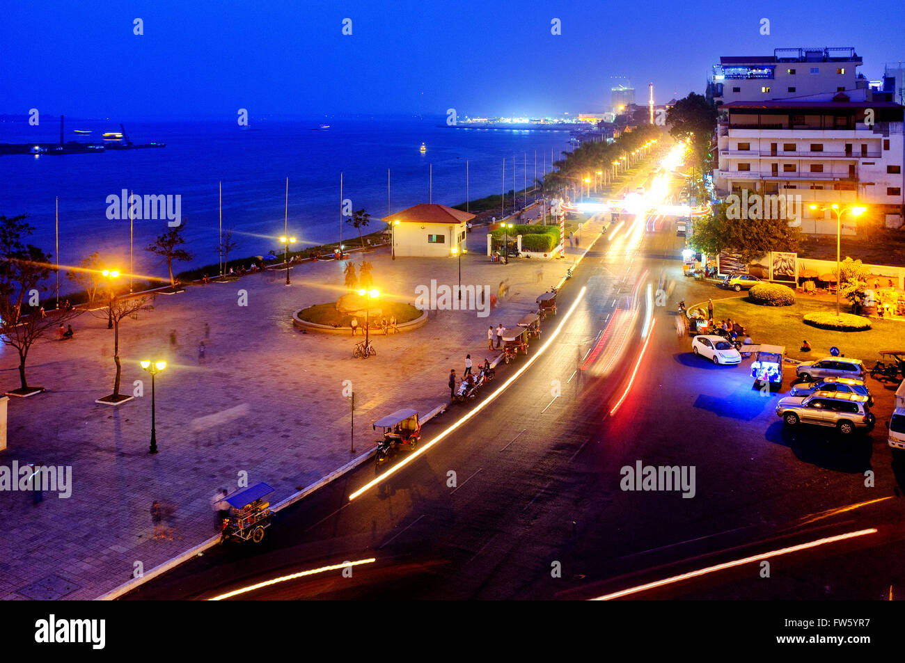 Aerial view of Sisowath Quay, Phnom Penh, Cambodia Stock Photo - Alamy