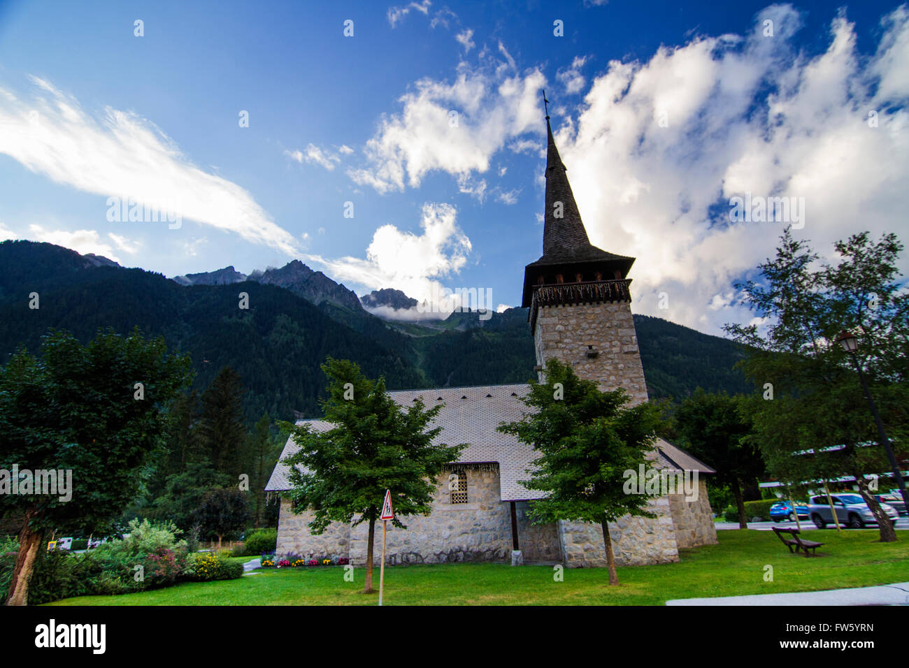 Chamonix France with spectacular alps and clouds in the background ...