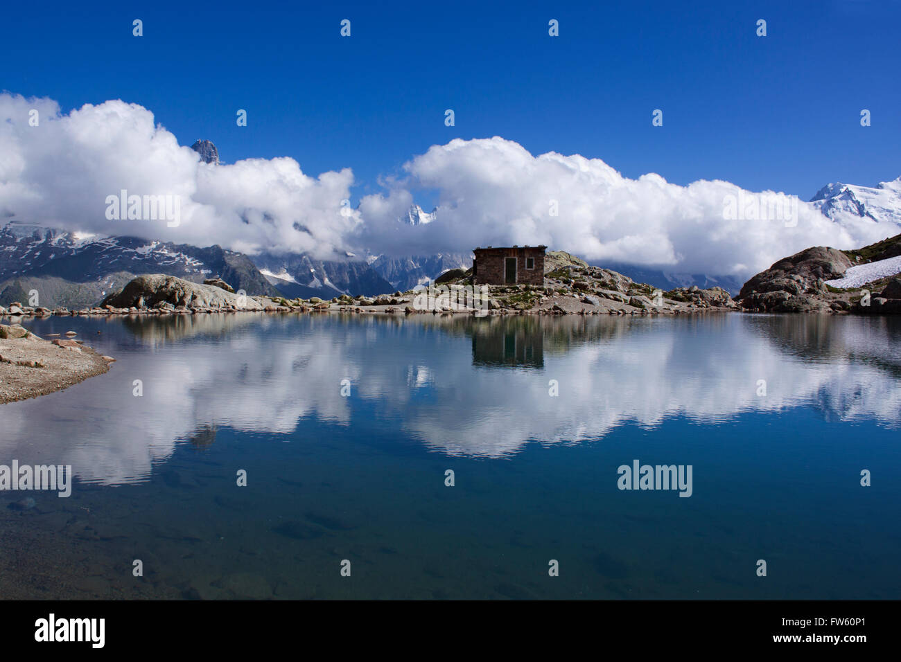 Spectacular Panorama - Alpine landscape in Mont Blanc-France with lac ...