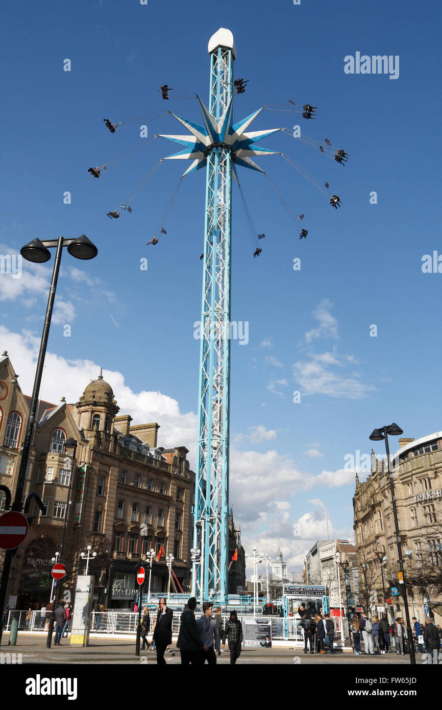 Starflyer Carousel ride in Sheffield city centre England UK funfair ...