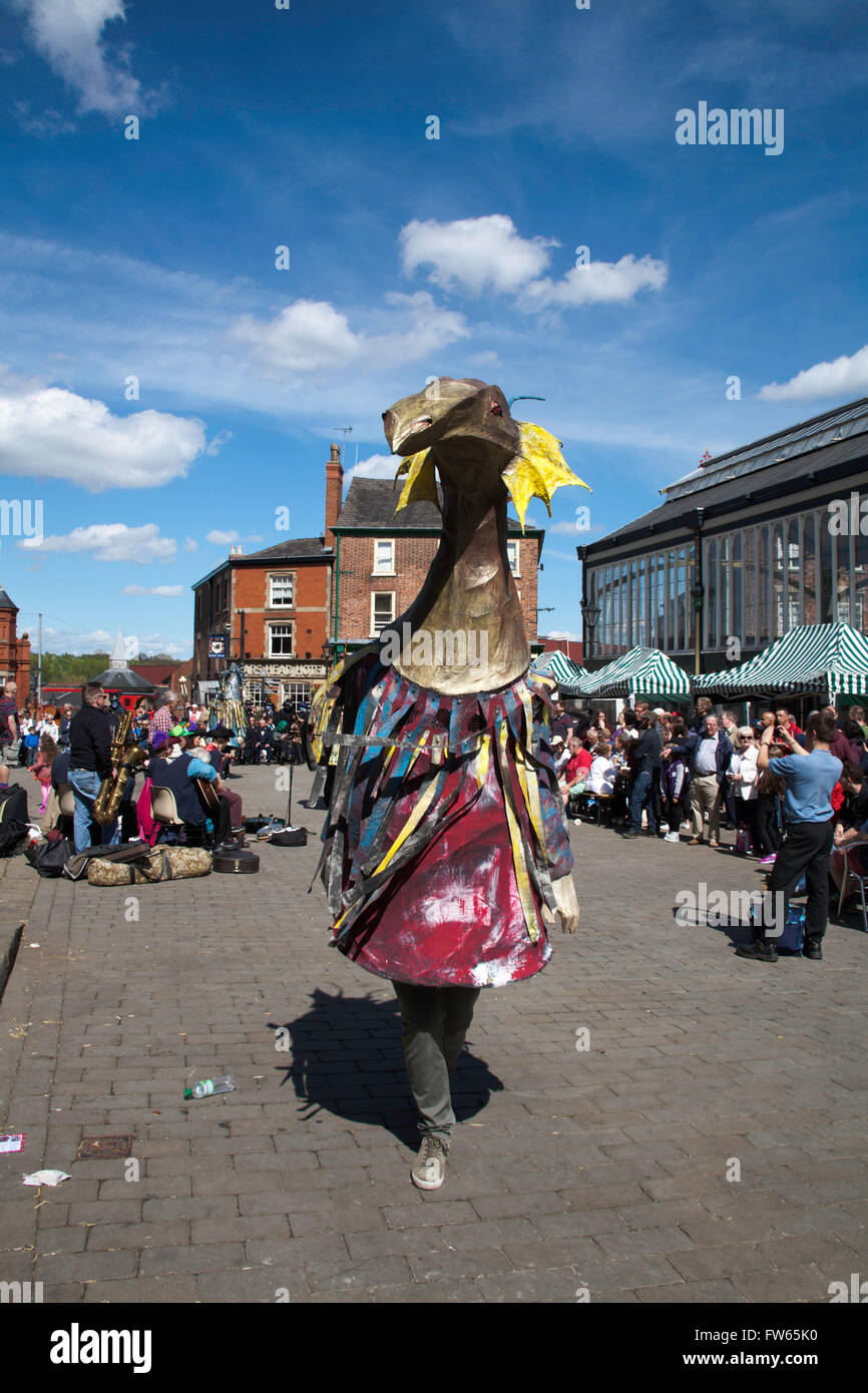 Mythological dragon dancing at The Stockport Folk Festival 2015 ...