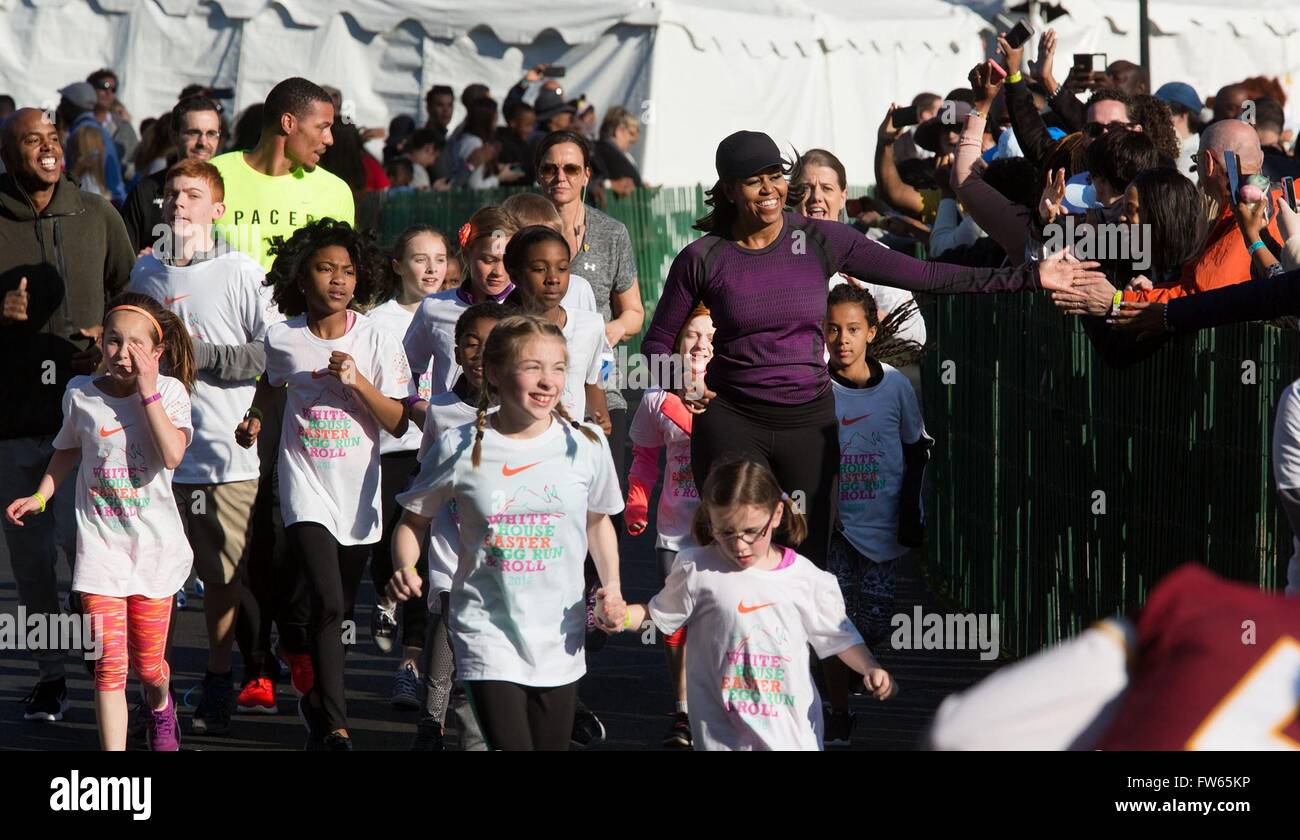 U.S First Lady Michelle Obama participates in the final heat of the Fun ...