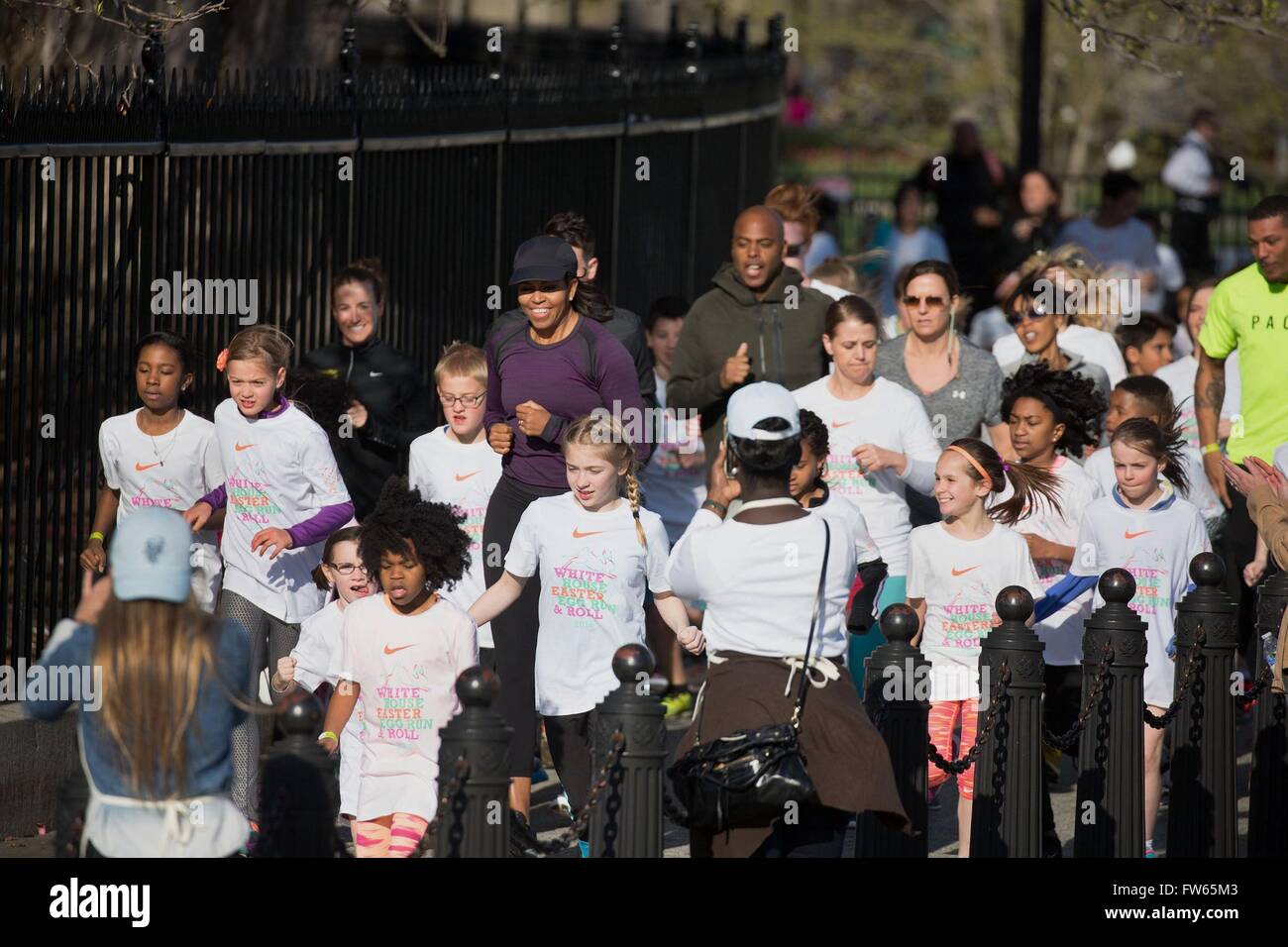 U.S First Lady Michelle Obama participates in the final heat of the Fun ...