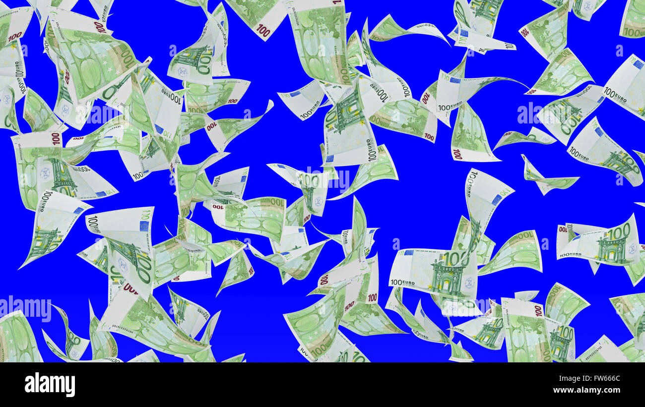 Falling banknotes of euro isolated on chroma key background Stock Photo ...