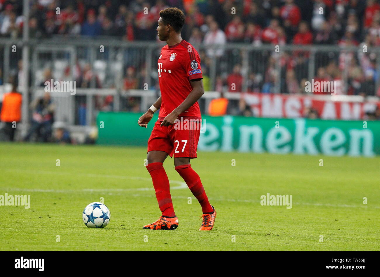 David Alaba in action during the match Champions League Bayern Munich ...