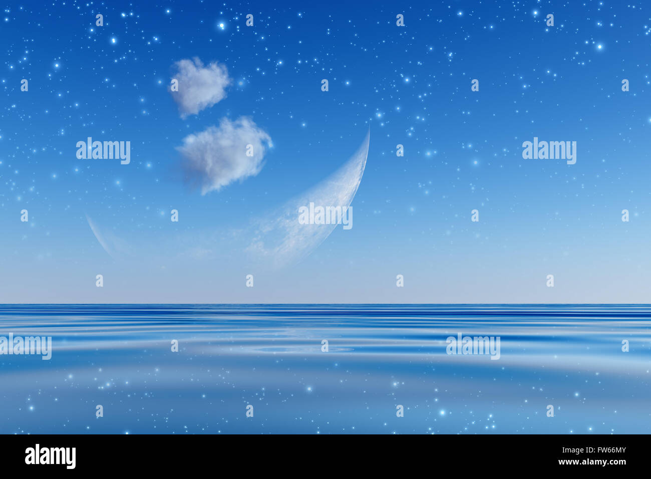 Crescent moon over sea hi-res stock photography and images - Alamy