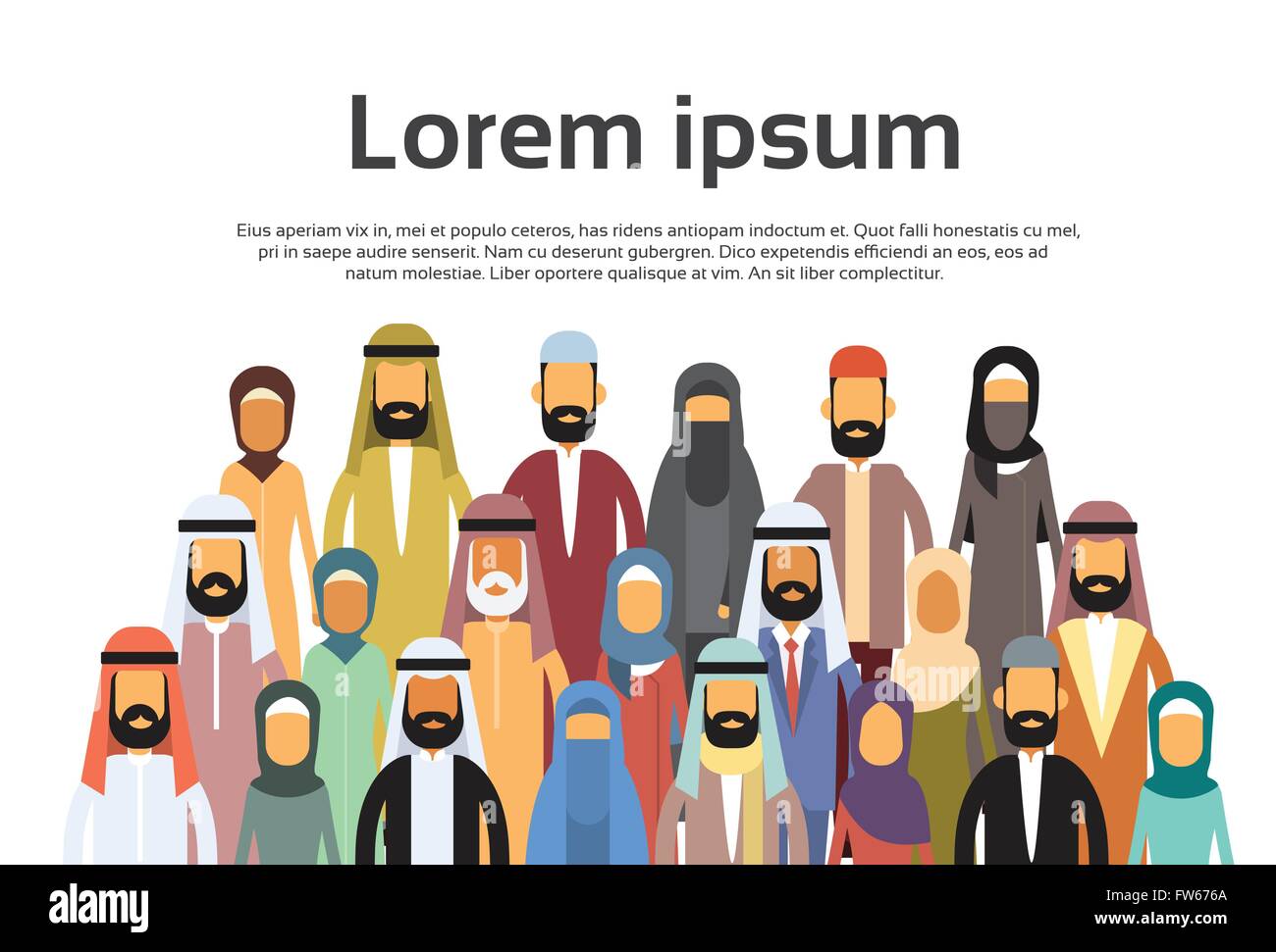 Arab Business People Group, Arabic Team Copy Space Stock Vector Image ...