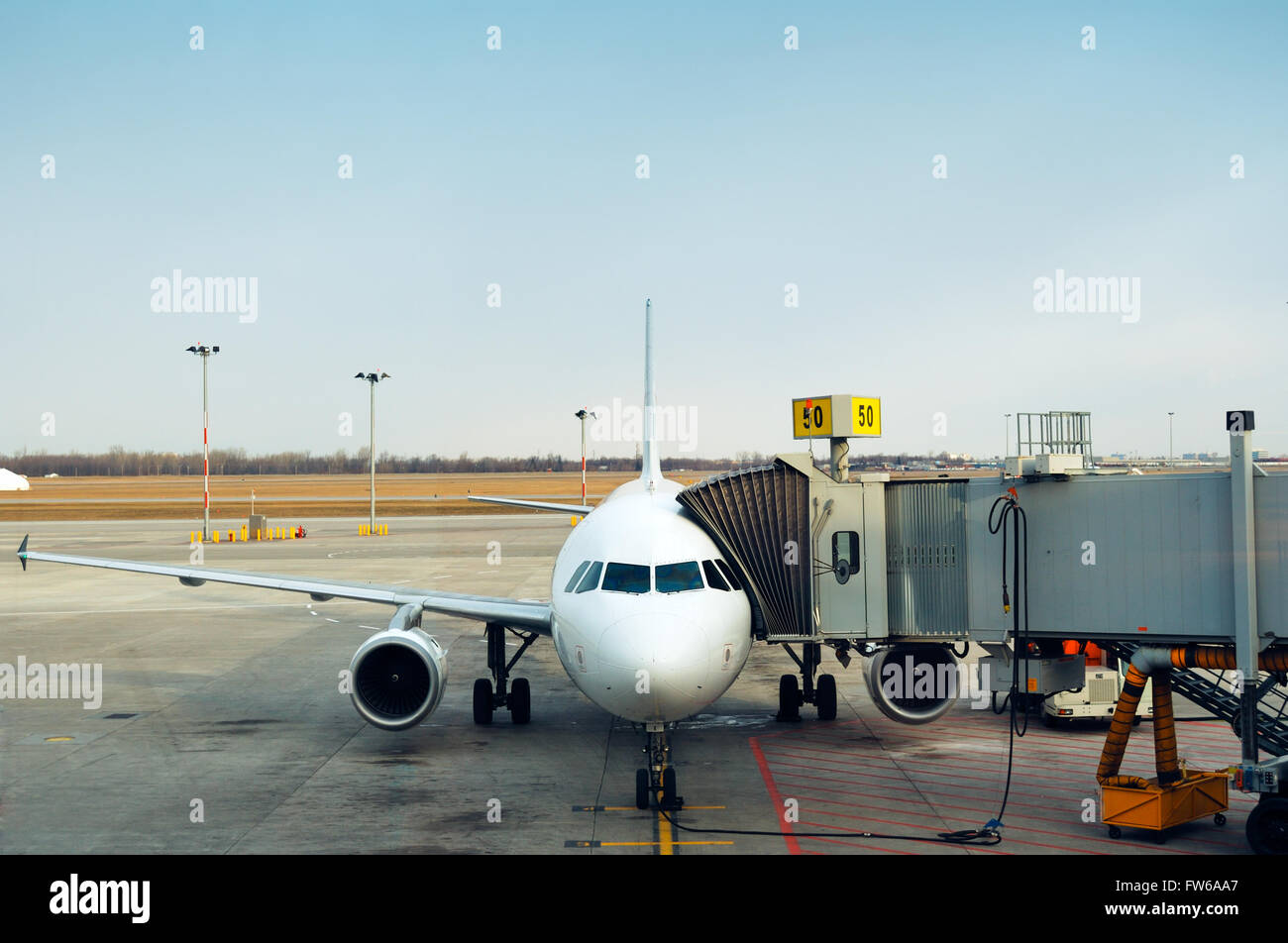Airplane at the gate Stock Photo - Alamy