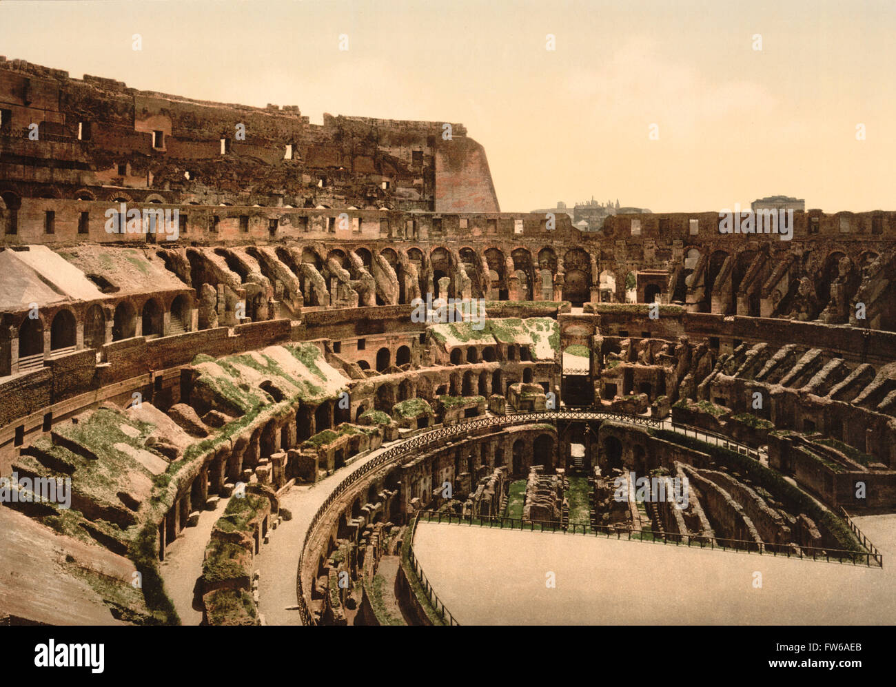 Interior of Coliseum, Rome, Italy, Photochrome Print, circa 1900 Stock ...