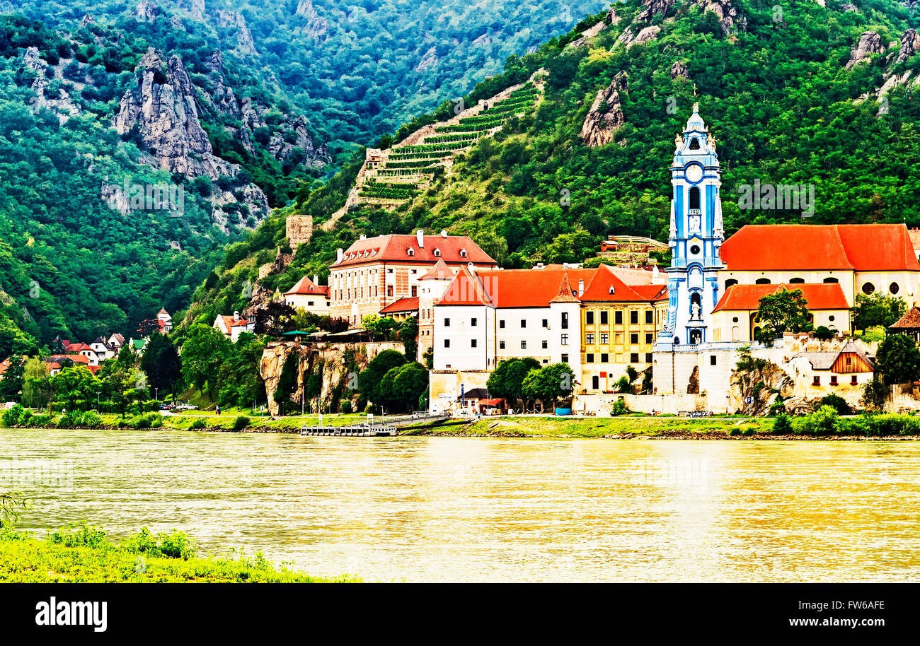 Dürnstein on the banks of the danube (Wachau, Austria); Dürnstein an ...